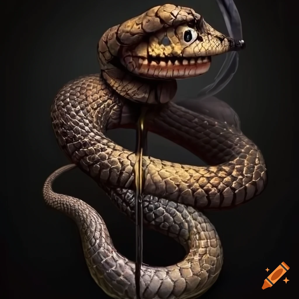 Snake wrapped around sword on black background in tim burton style on ...