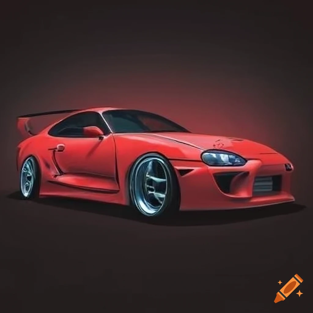 Side view of Toyota Supra car drawing on Craiyon
