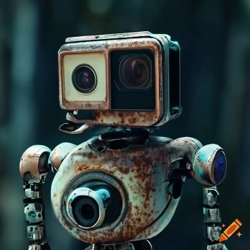 Robotic apocalyptic GoPro with rusty wings on Craiyon