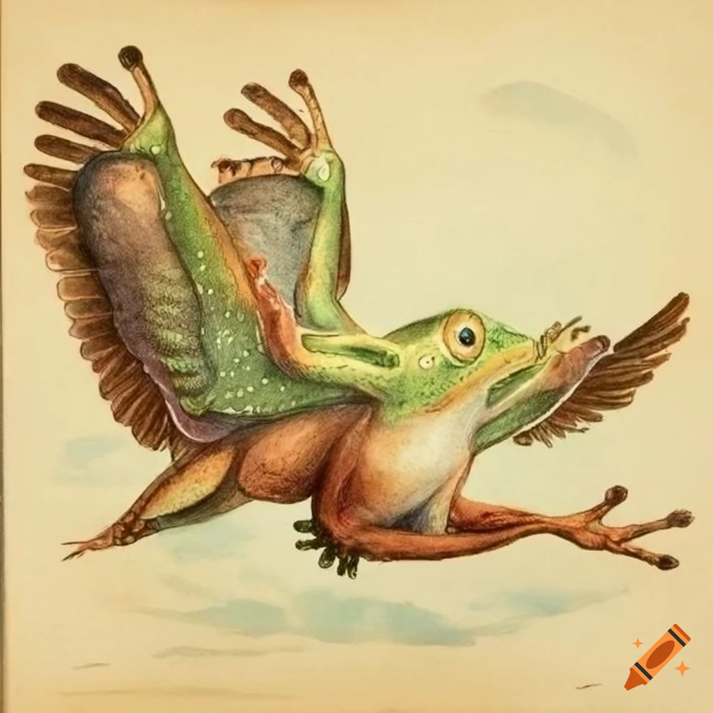 J. allen st. john illustration of frog with wings on Craiyon