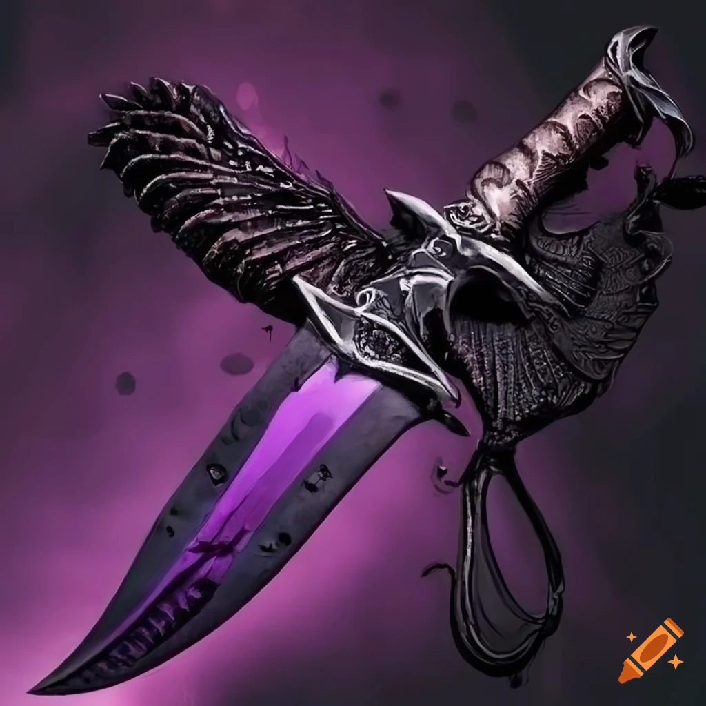 Purple dagger with black wing on Craiyon