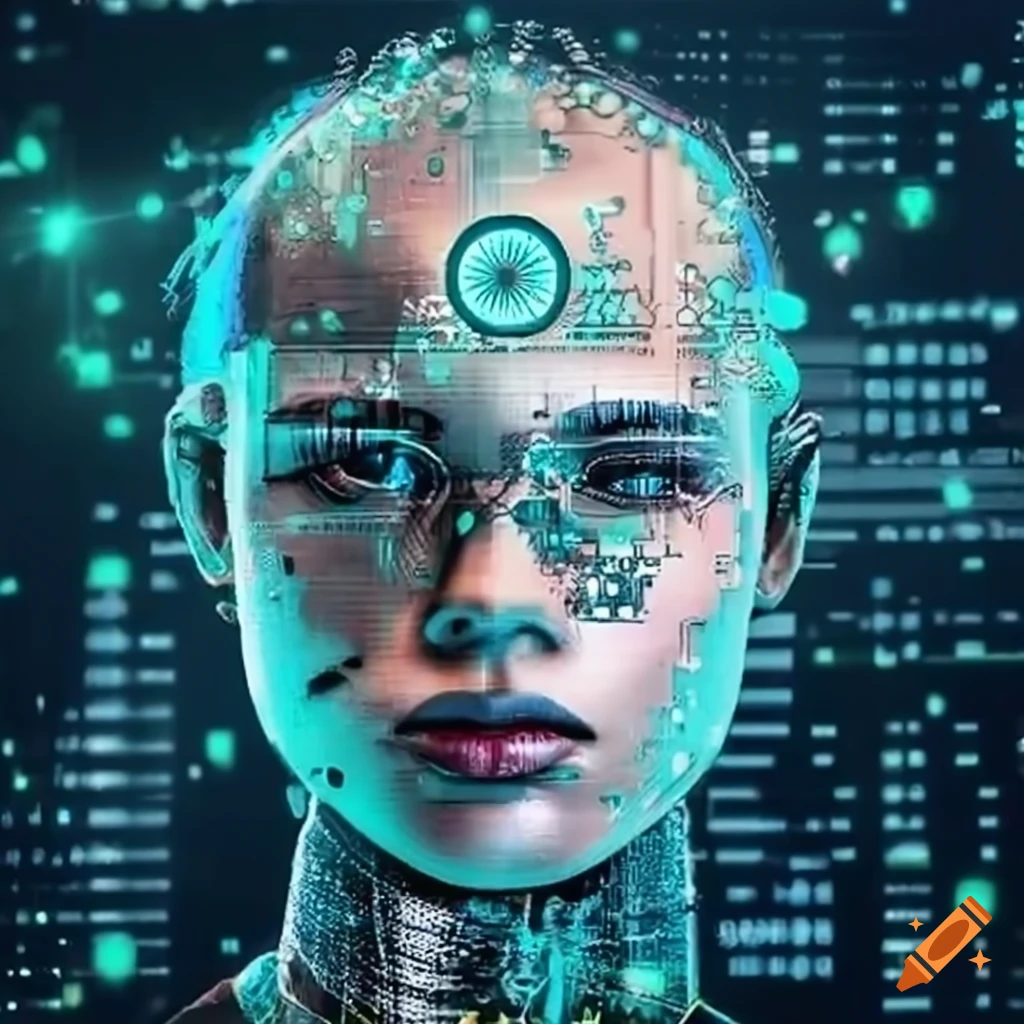 Abstract conceptual image representing responsible ai, blockchain, and ...