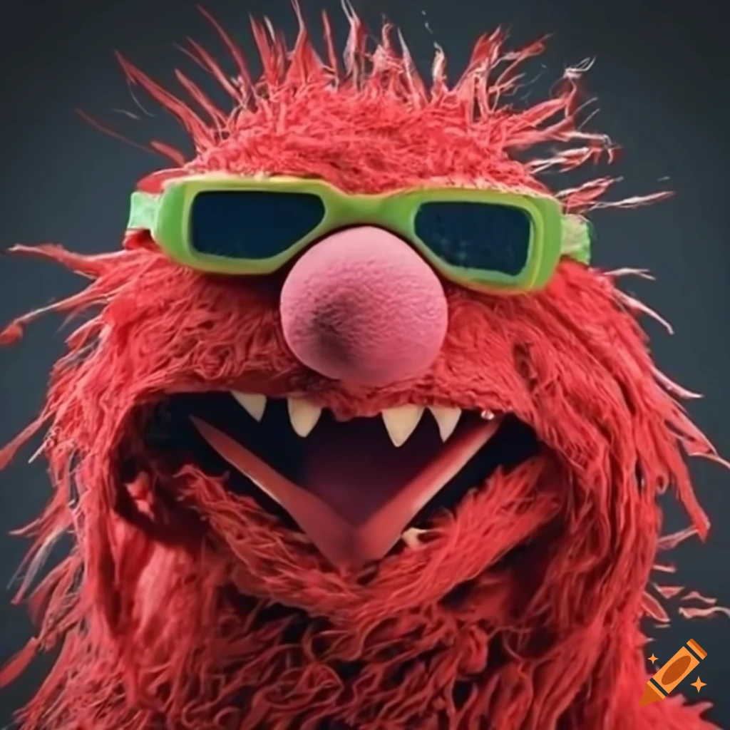 Red animal from the Muppets with mud splattered and wearing goggles on ...