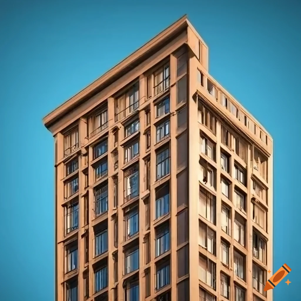 Neo-classical high-rise apartment tower with pergolas and loggias on ...