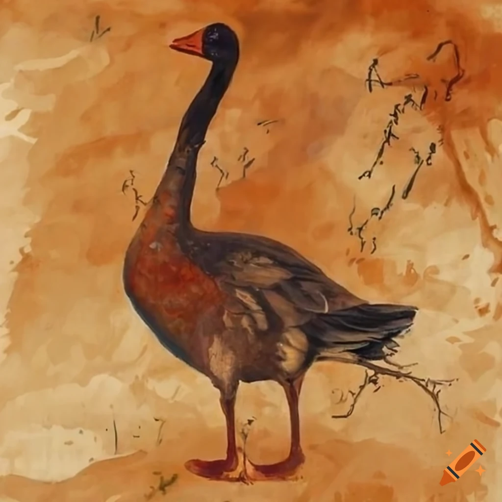 Cave painting of a goose on Craiyon