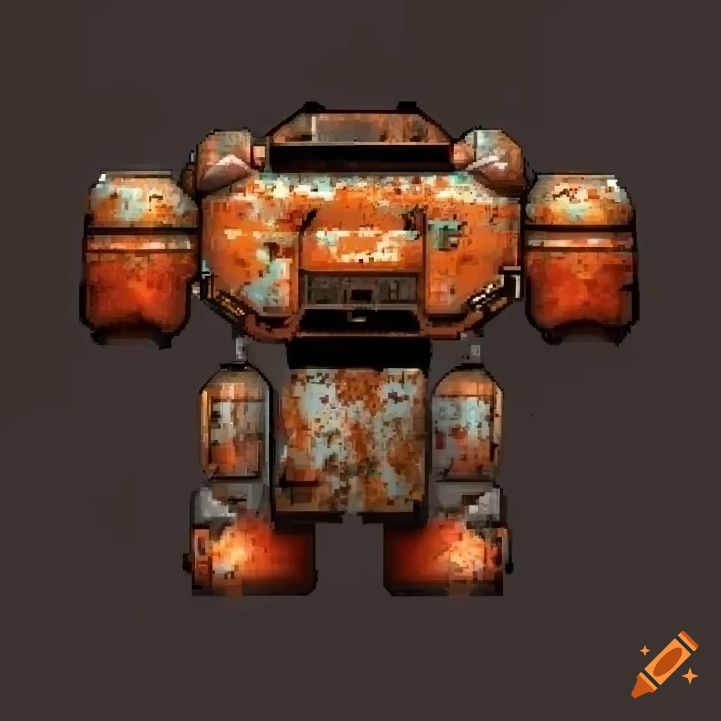 Top-down view of a detailed rusty spaceship in a game sprite style on ...