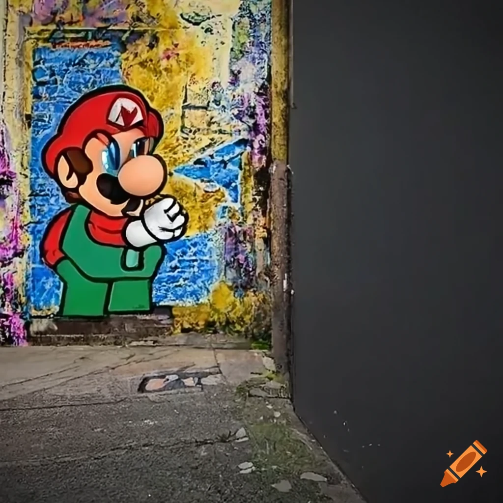Graffiti art of mario in a random style on Craiyon
