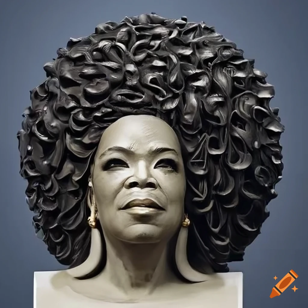 Oprah winfrey resembling biomechanical marble sculpture bust on Craiyon