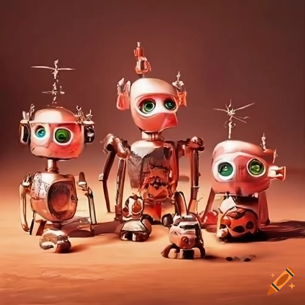 Surreal and strange toys like trucks, dolls, glass and copper cars ...