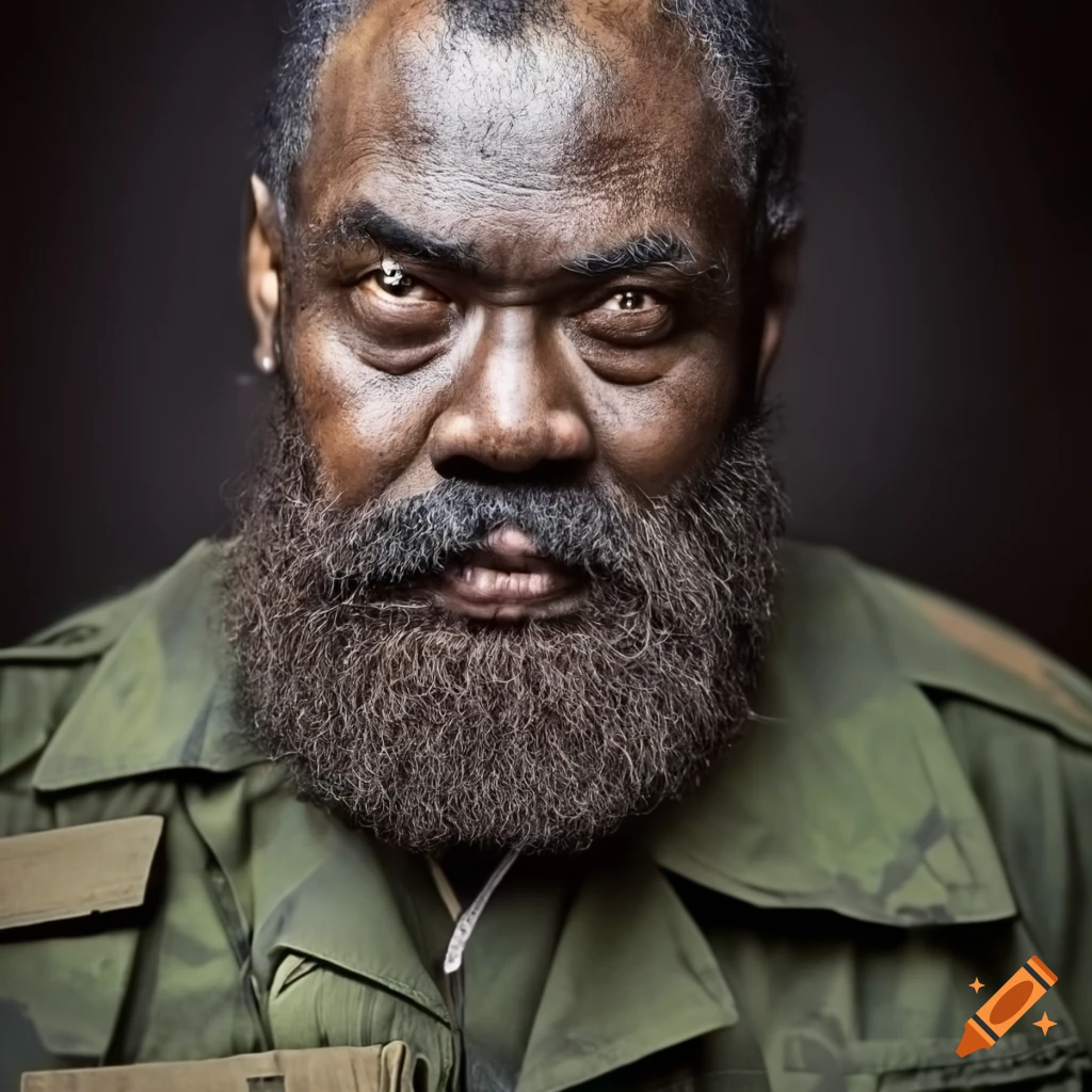 Man with a large beard in vintage military uniform on Craiyon