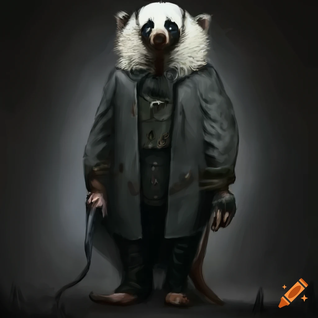 Fantasy art of a human-eurasian badger hybrid in a sharp suit on Craiyon