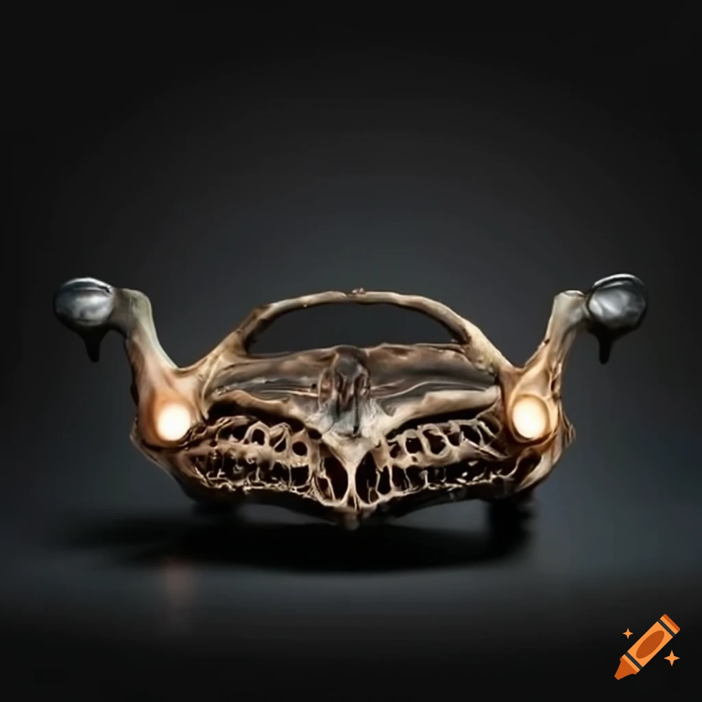 Artistic car sculpture made of bones on Craiyon