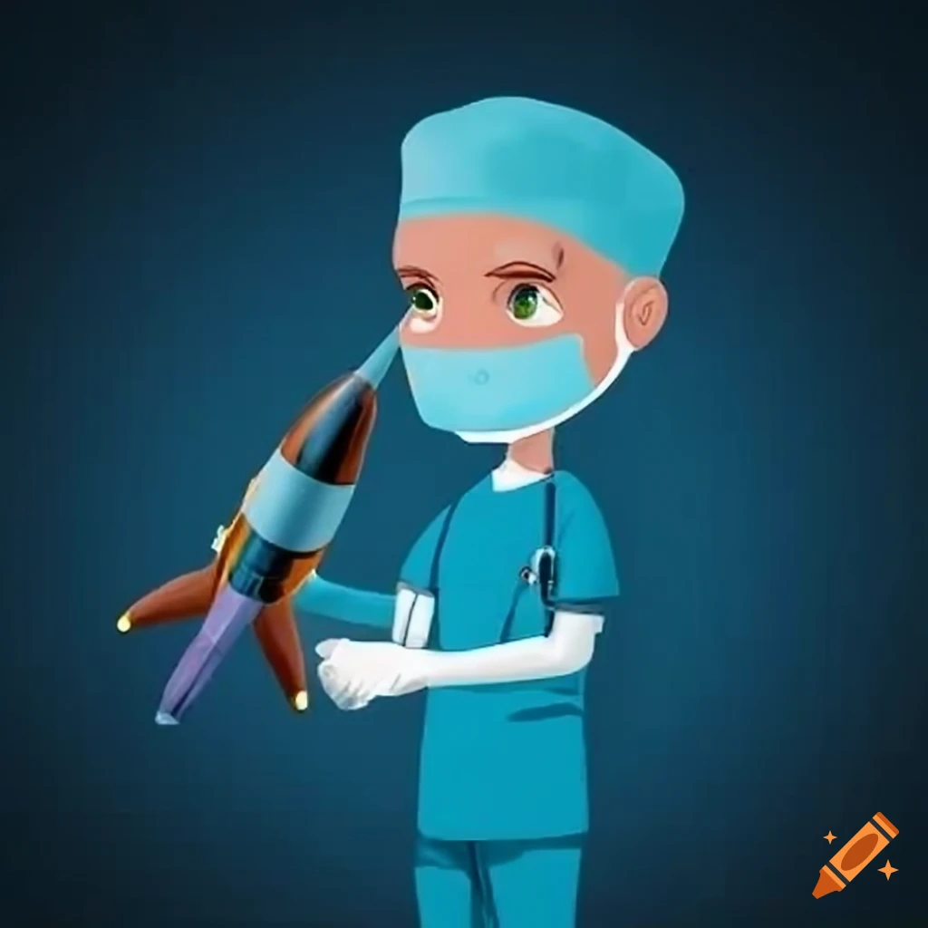 Surgeon riding a rocket into space on Craiyon