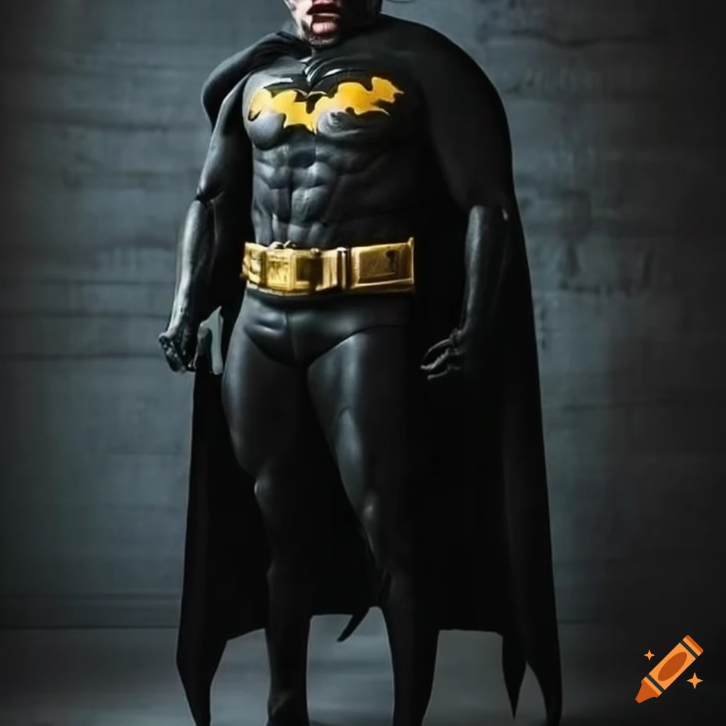 Detailed shot of batman in a tight suit on Craiyon