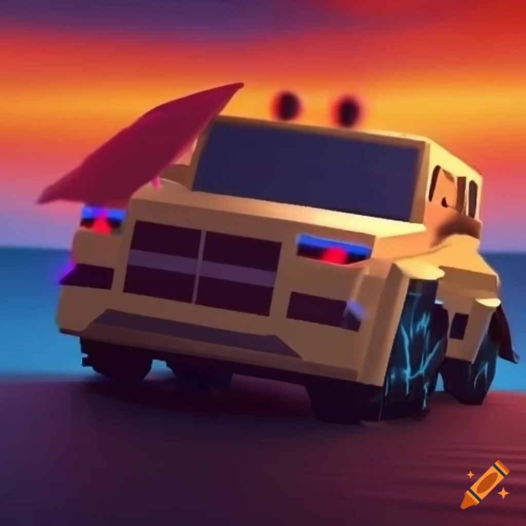 Roblox character driving a car on Craiyon