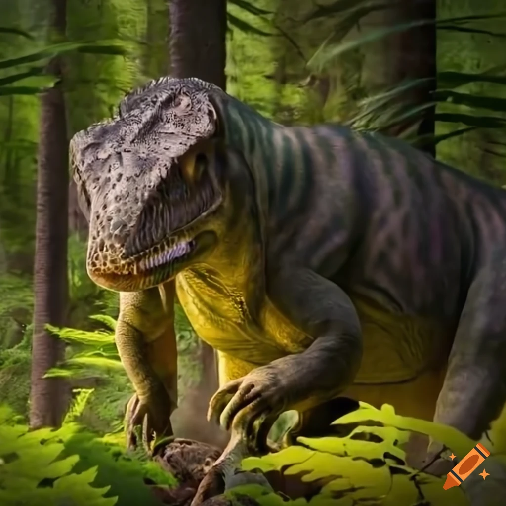 Iguanodon dinosaur with collared lizard color pattern and elephant-like ...