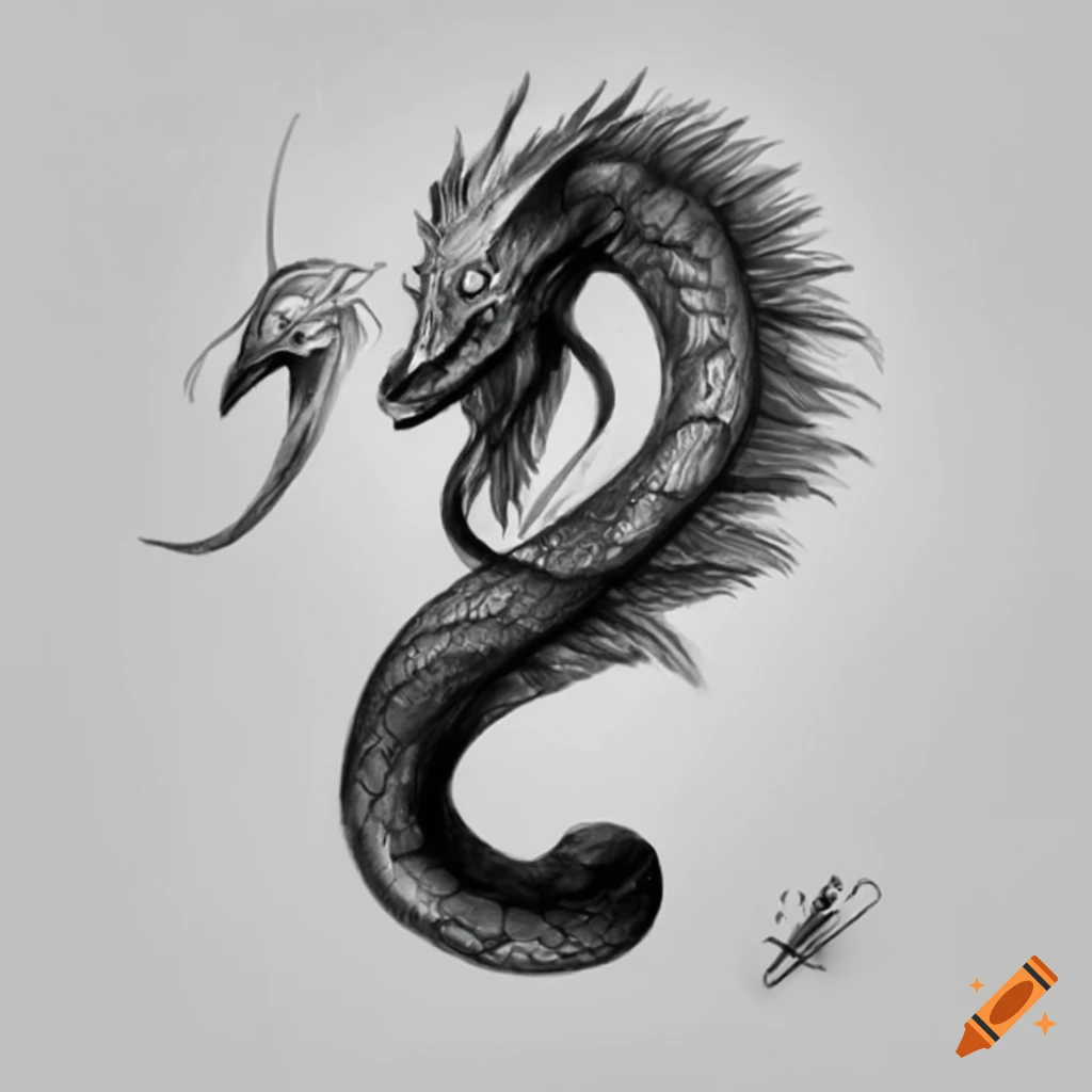 Mythical long black snake on Craiyon