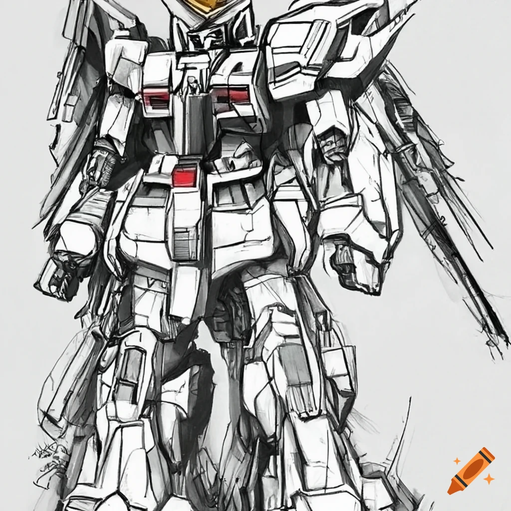 Gundam pencil drawing messy sketch on Craiyon