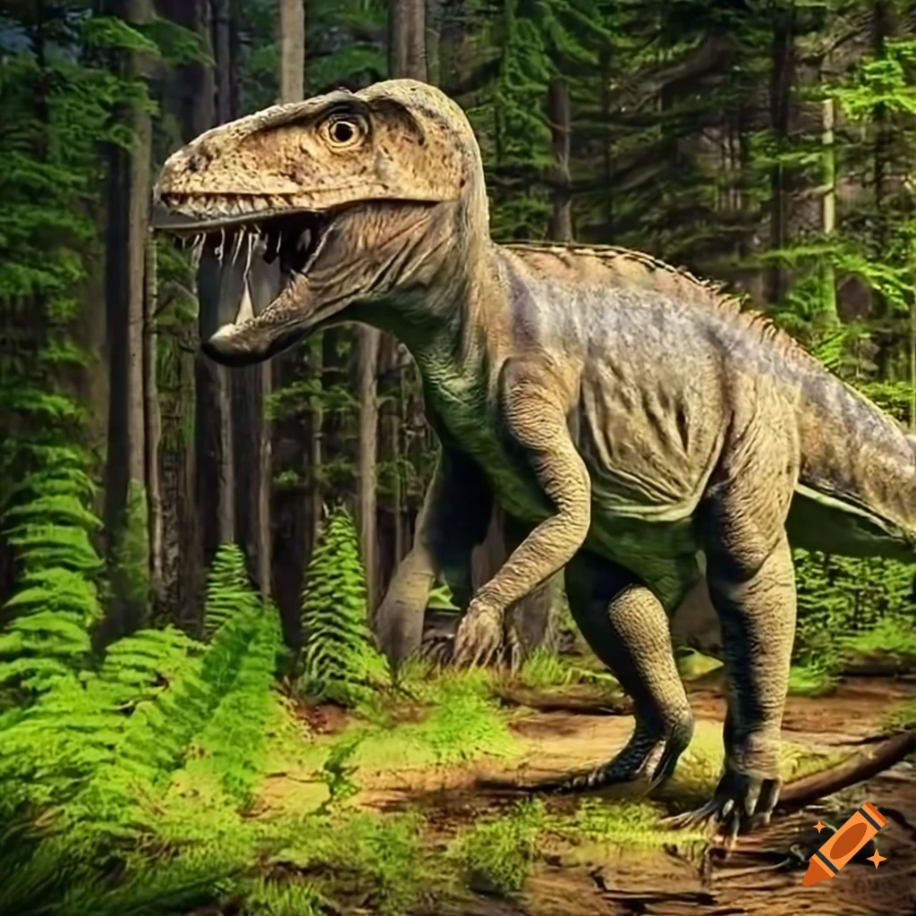 Iguanodon dinosaur with collared lizard color pattern and elephant-like ...