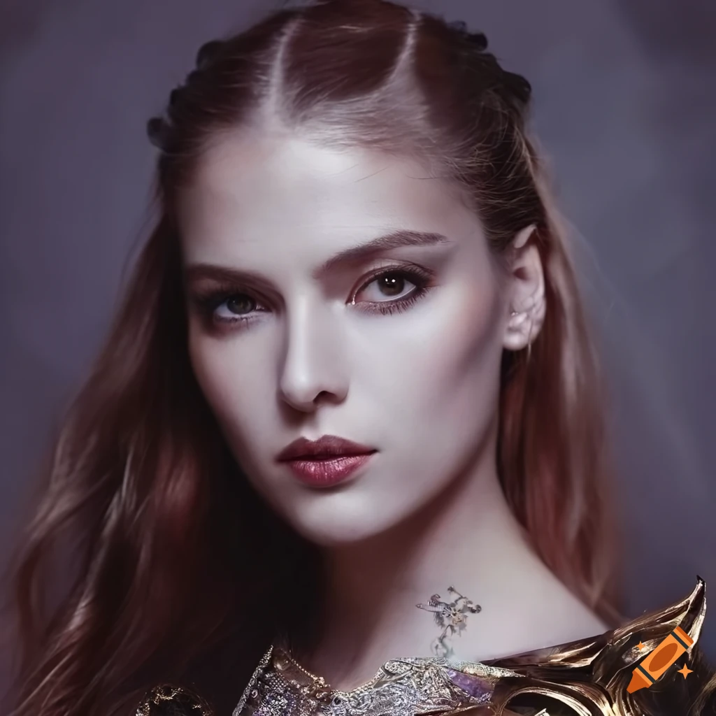 Portrait of an exotic high fashion young female with extravagant ...