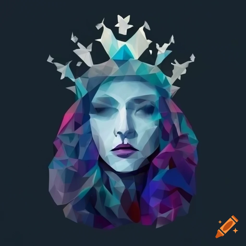 Low poly winter queen logo on Craiyon