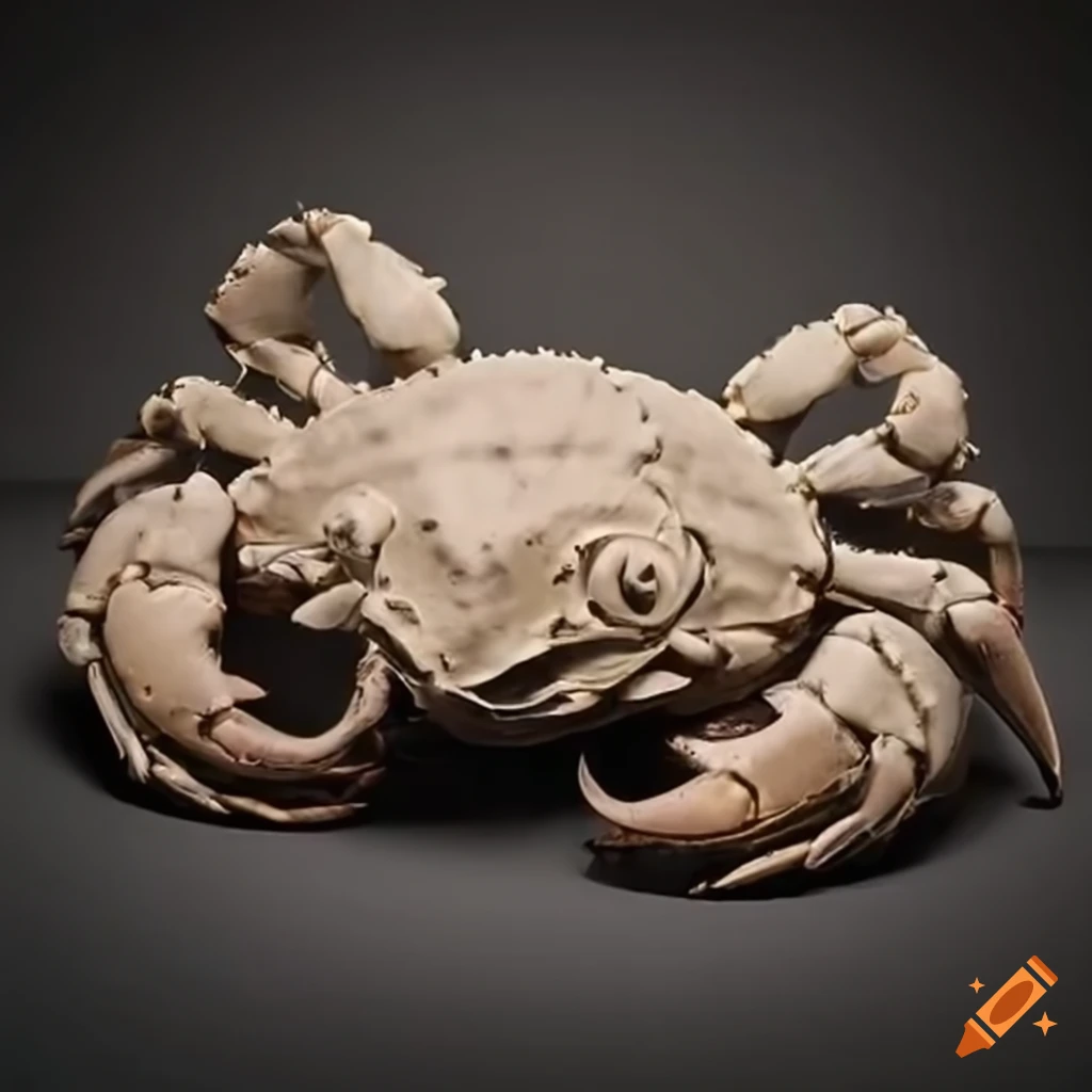 Giant crab sculpture made of concrete on Craiyon