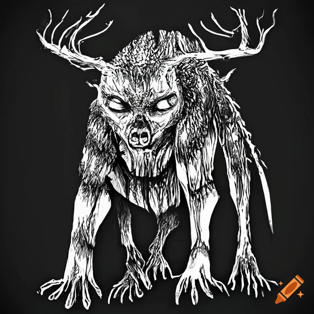 Illustration of a skinwalker on Craiyon