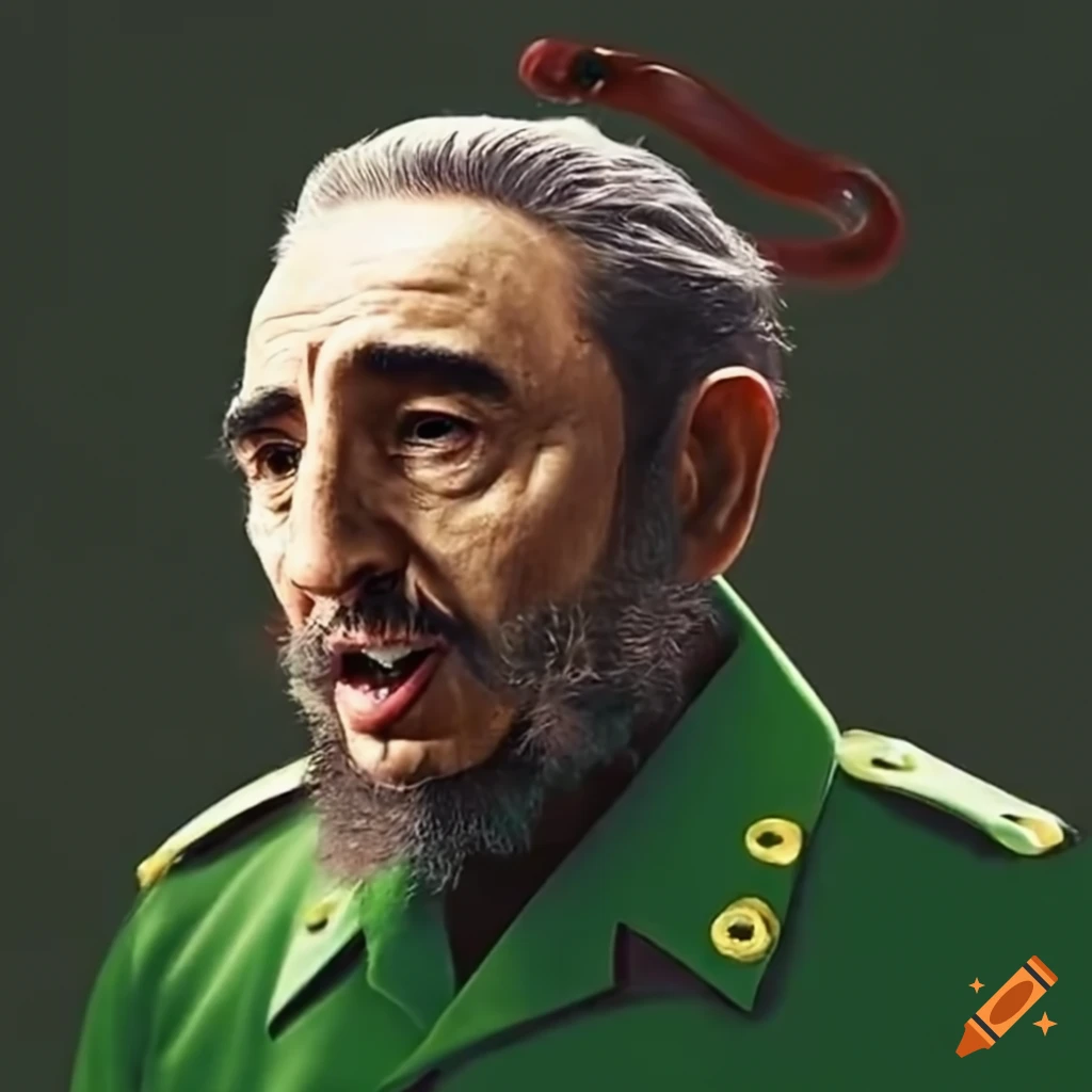 Political satire depicting fidel castro with a snake tongue on Craiyon