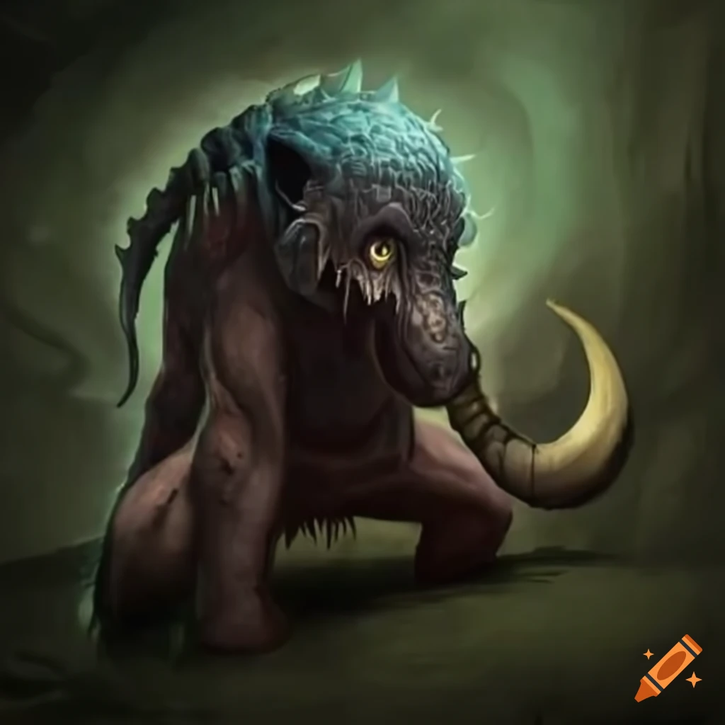 Oliphant monster in dungeon hall on Craiyon