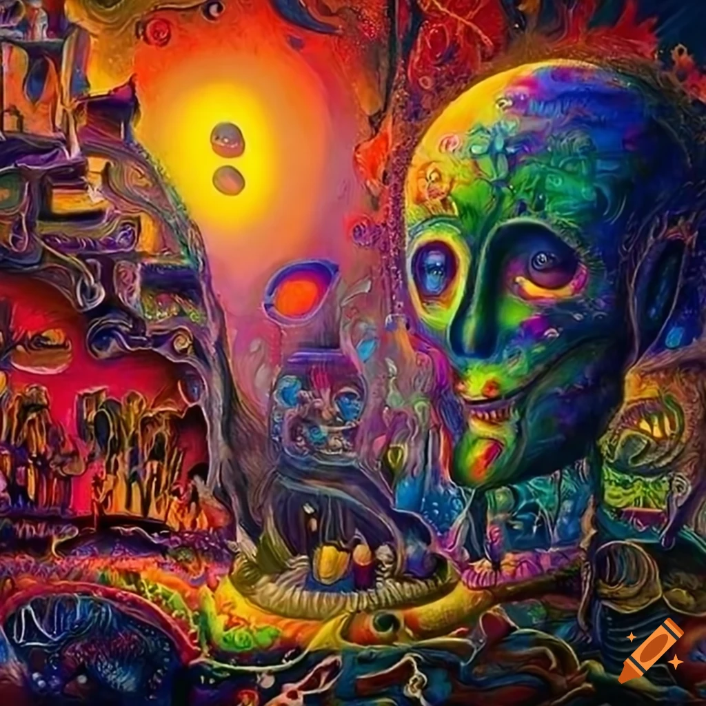 Vivid imagination painting blending fantastical elements with intricate ...