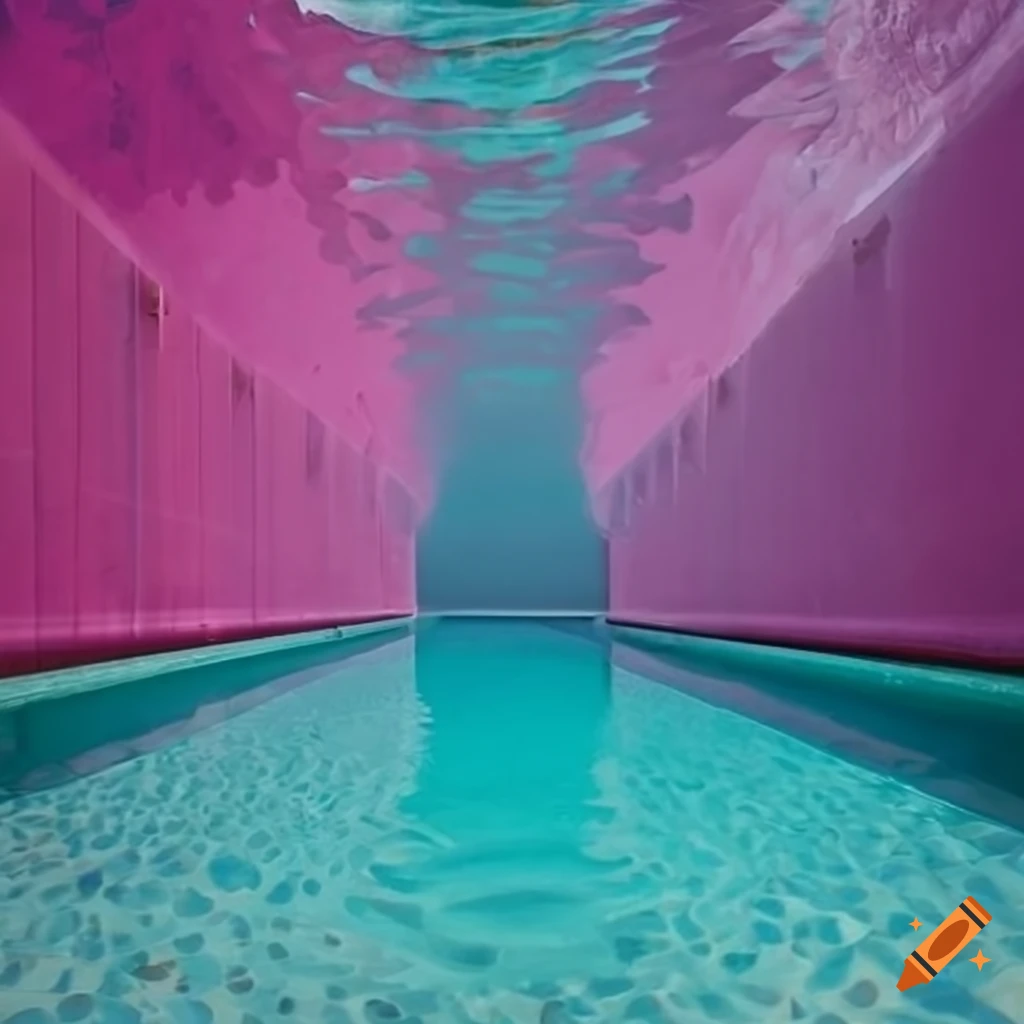 Pink aqua liminal tile pool on Craiyon