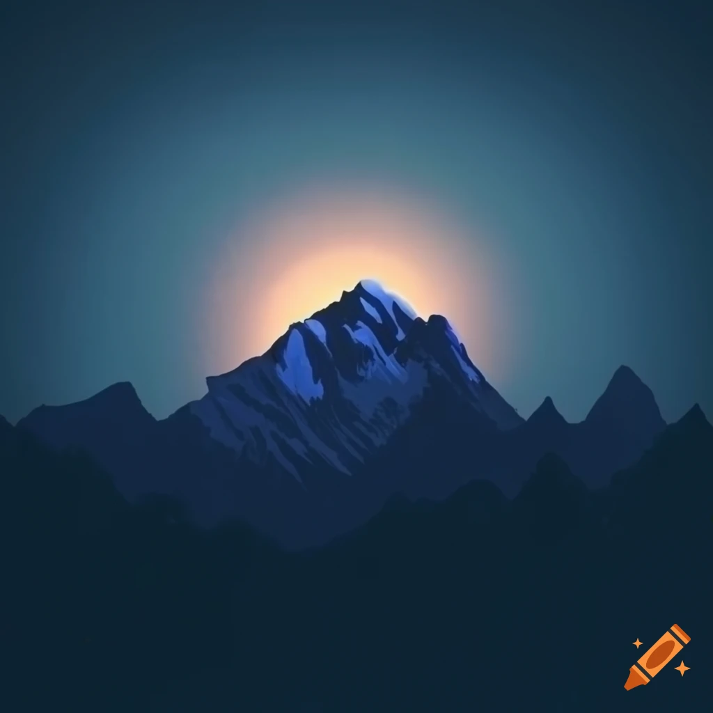 Nighttime mountain landscape on Craiyon