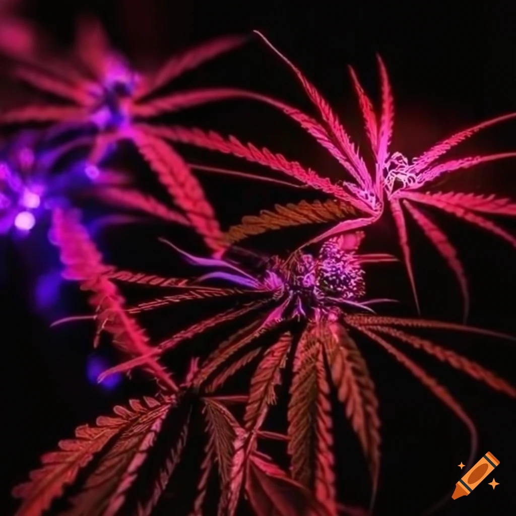 Scientific artwork of illuminated marijuana plant structure on Craiyon