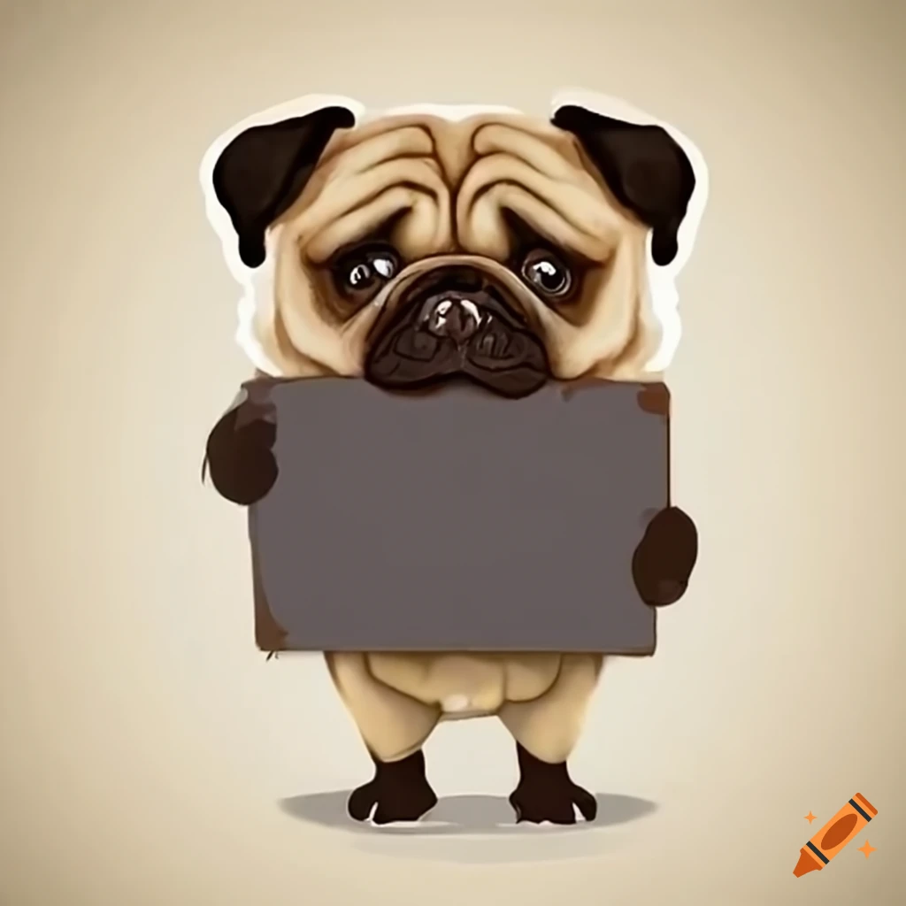 Pug holding a sign that says 'i'm sorry' on Craiyon
