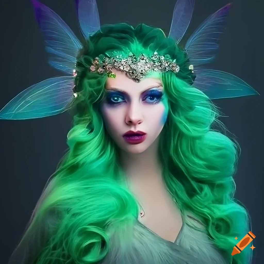 Green hair, goddess(a woman who is adored, especially for her beauty ...