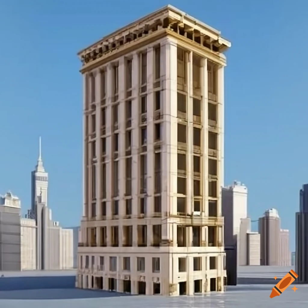 Neo-classical high-rise twin towers constructed with earth and timber ...