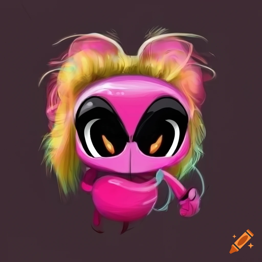 Fierce cartoon bumblebee with pink hair in abstract style on Craiyon
