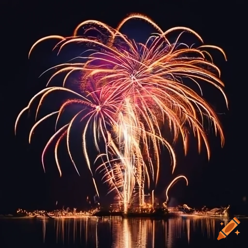 Colorful fireworks lighting up the night sky on Craiyon
