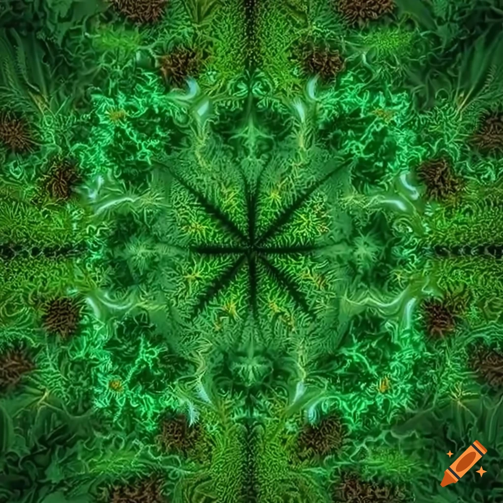 Fractal art of a marijuana leaf on Craiyon