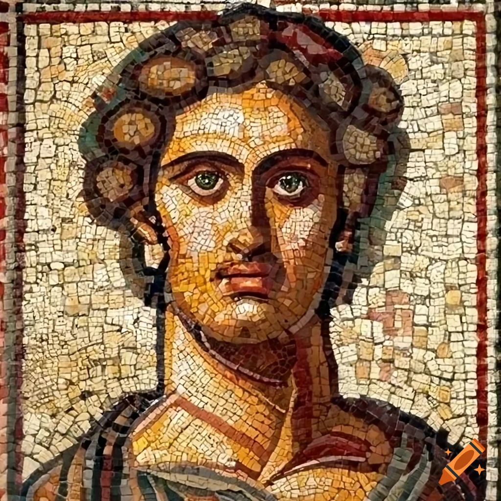 Roman mosaic portrait of 25-year-old st. joseph in 3/8 inch tesserae ...