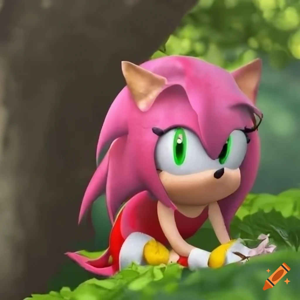 Amy Rose sitting under a tree in summer on Craiyon