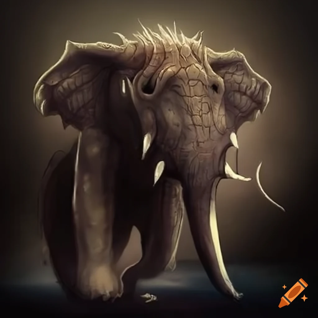 Oliphant monster in dungeon hall on Craiyon