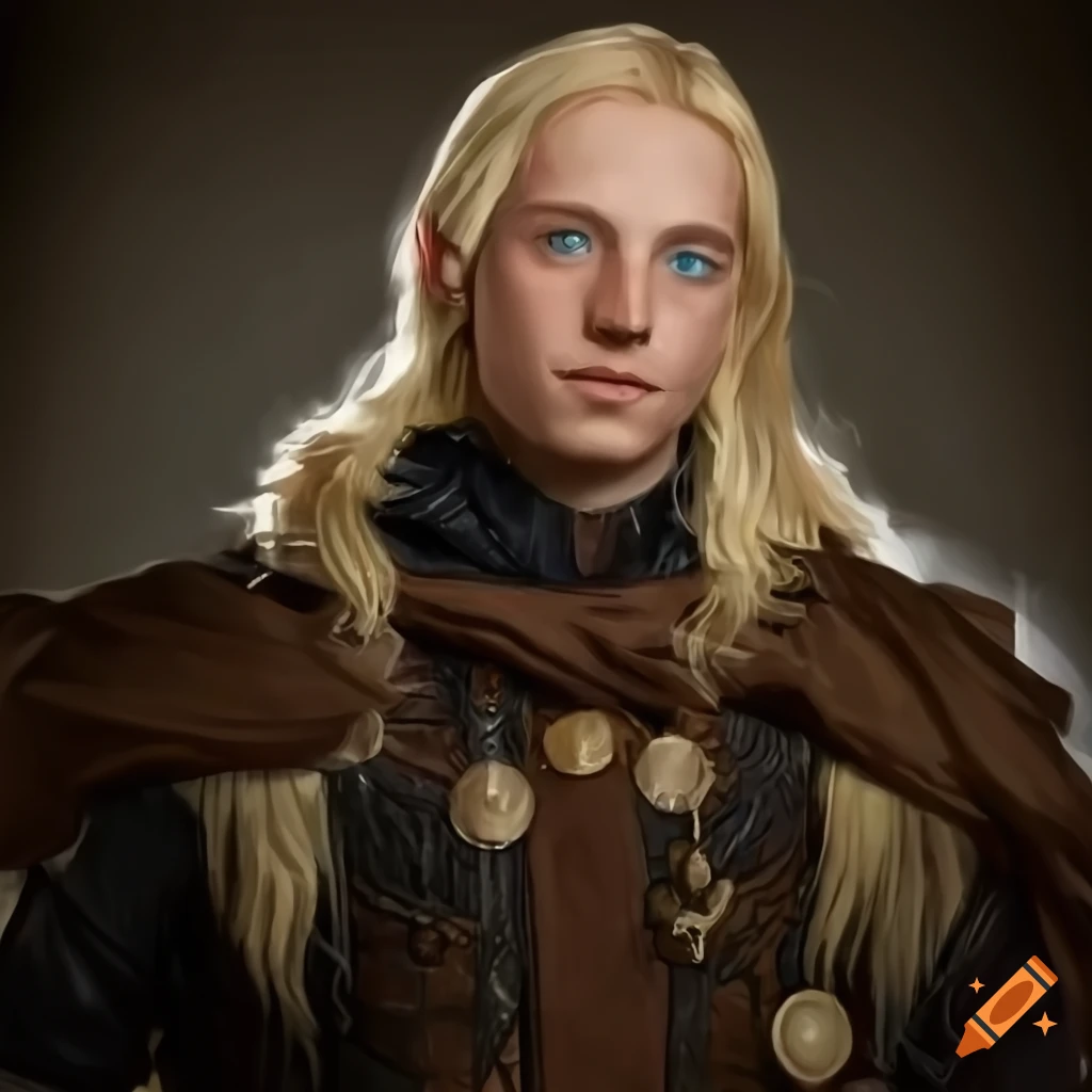 Male cleric with blond hair and blue eyes in a DnD setting on Craiyon