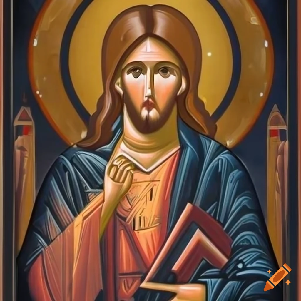 Orthodox icon of jesus in art deco style on Craiyon