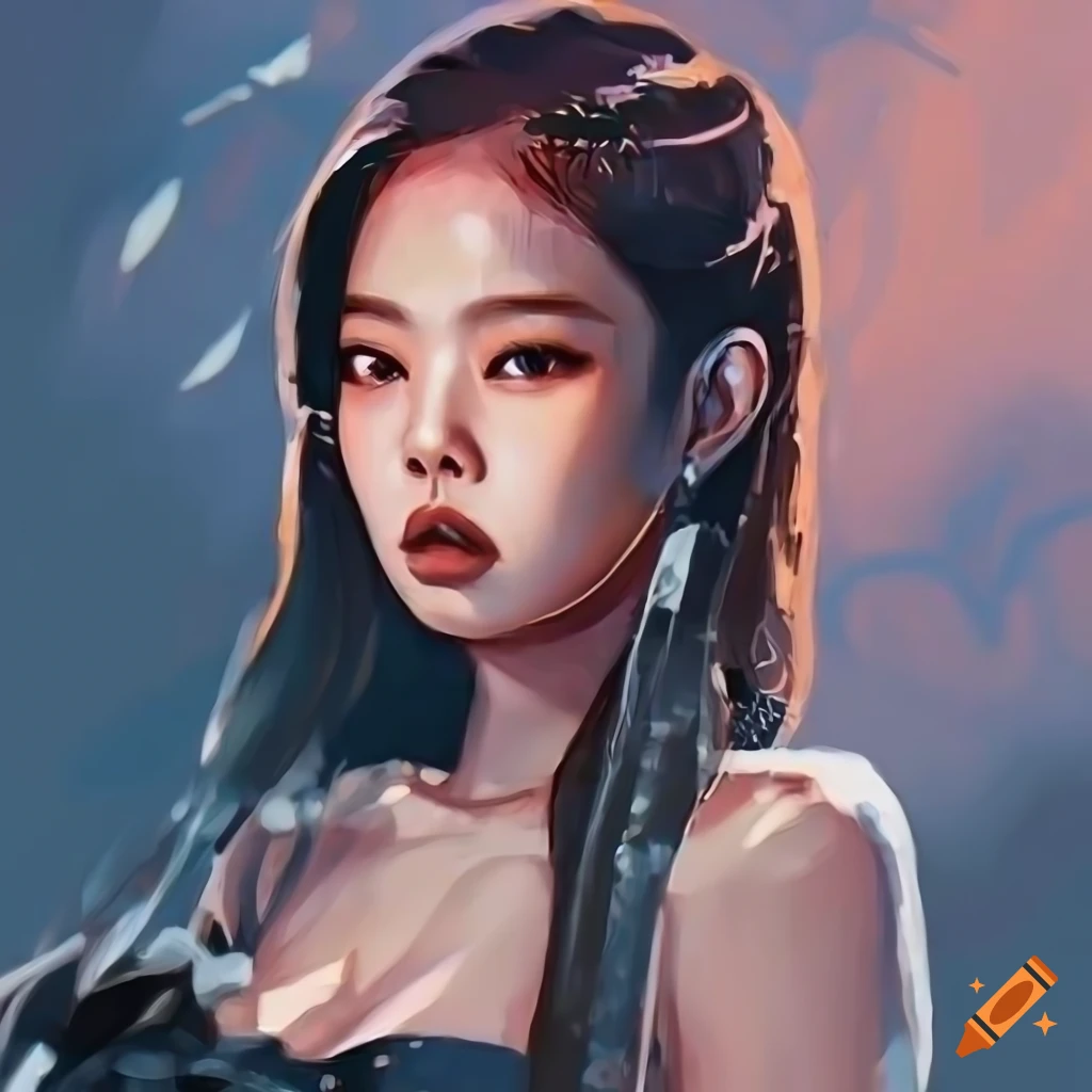 Blackpink jennie in magic: the gathering art style on Craiyon