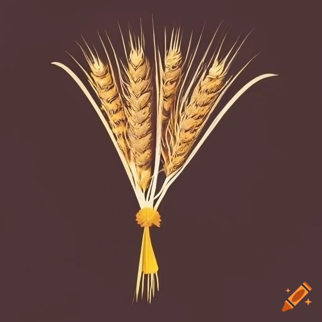 Bunch of golden wheat ears in simple symbol style on Craiyon