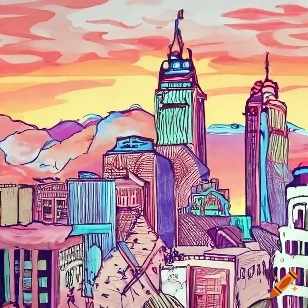 Salt lake city doodle drawing on Craiyon