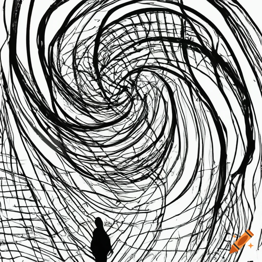 Abstract art of a person entering a vivid portal on Craiyon