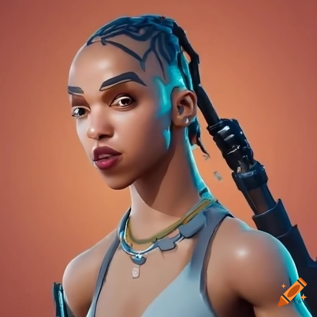 Fortnite game character featuring fan-made fka twigs skin on Craiyon