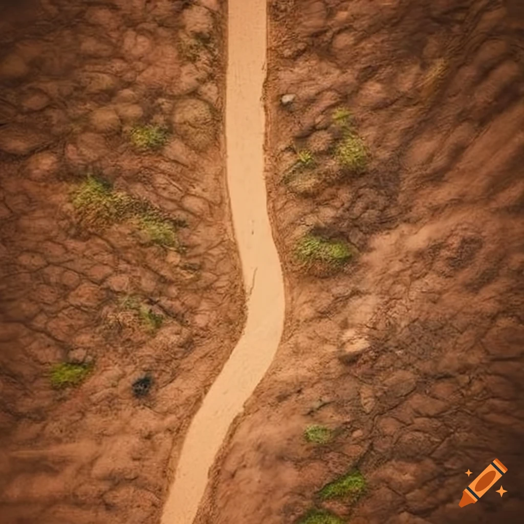 Aerial view of a dirt path on Craiyon